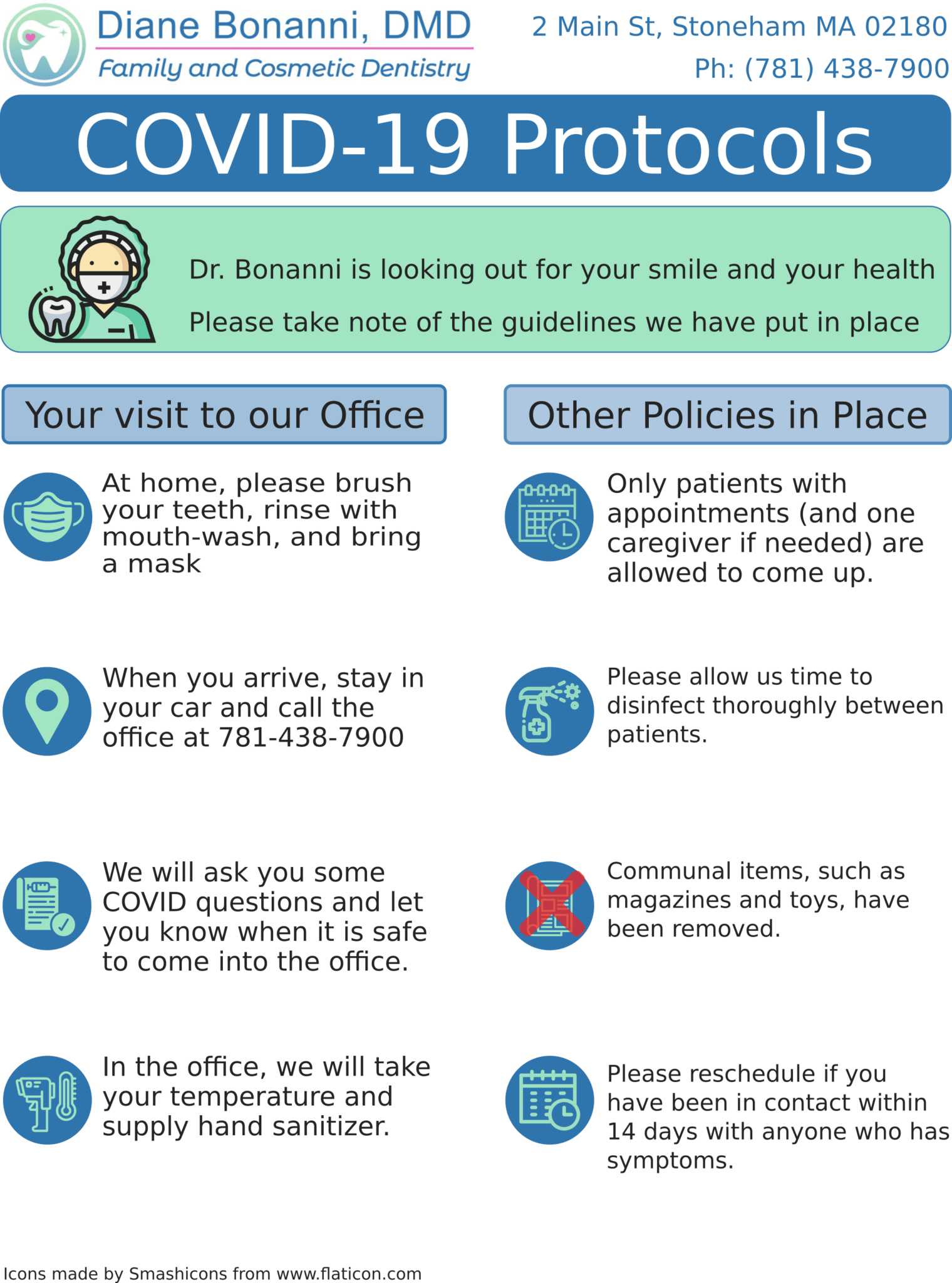 COVID-19 Precautions - Diane Bonanni D.M.D In Stoneham